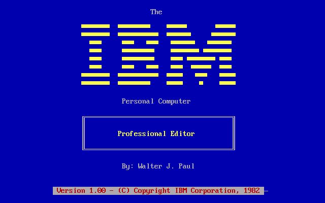 WinWorld: IBM Professional Editor 1.00