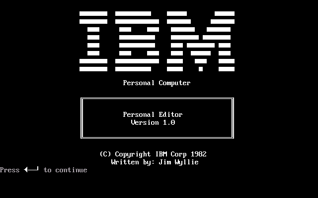 WinWorld: IBM Personal Editor 1.00
