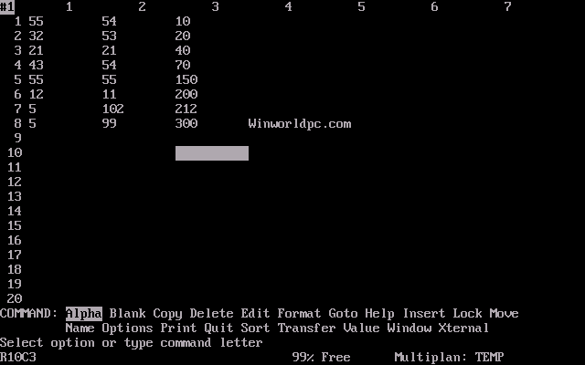 WinWorld: Multiplan 1.x