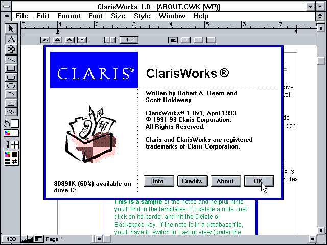 WinWorld: ClarisWorks 1.x