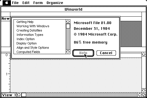 WinWorld: Microsoft File 1.x (Mac)