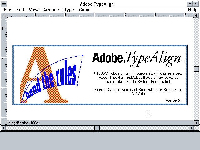 WinWorld: Adobe TypeAlign 2.1
