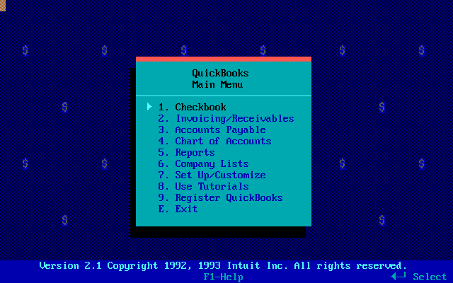 WinWorld: QuickBooks 2.x (DOS)