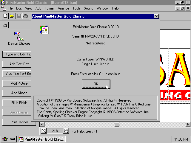 WinWorld: PrintMaster Gold 3.0 (Win)