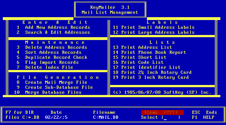 WinWorld: KeyMailer 3.1