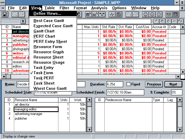 WinWorld: Microsoft Project 3.0