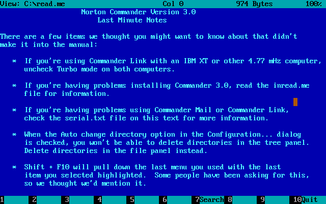 WinWorld: Norton Commander 3.x