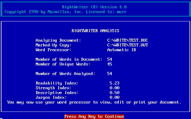 WinWorld: RightWriter 4.0