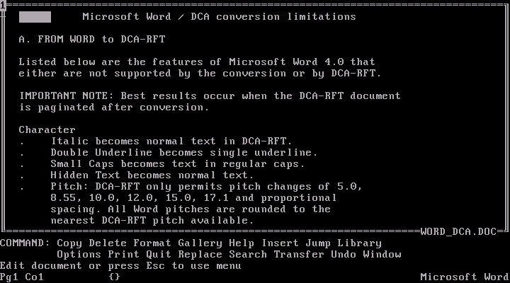 WinWorld: Microsoft Word 4.0 (DOS)