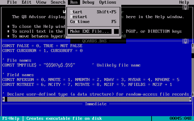 WinWorld: QuickBasic 4.5