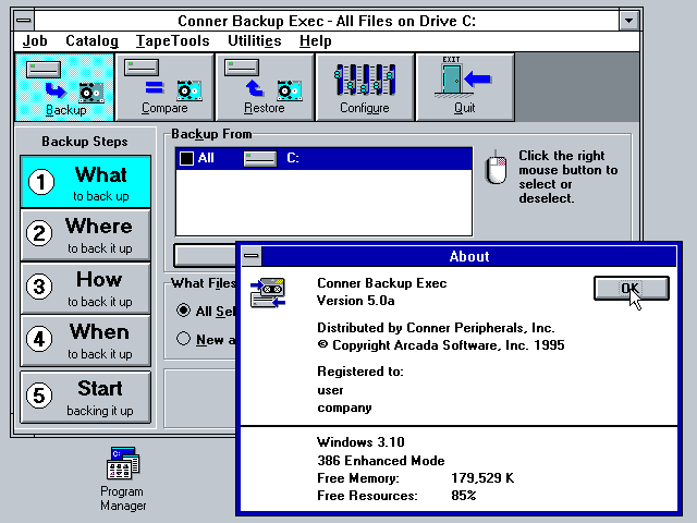 WinWorld: Backup Exec 5.0 (Win)