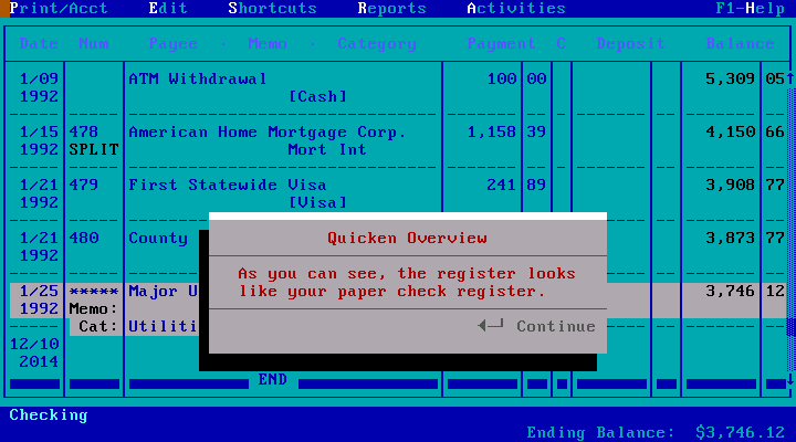WinWorld: Quicken 6.0 (DOS)