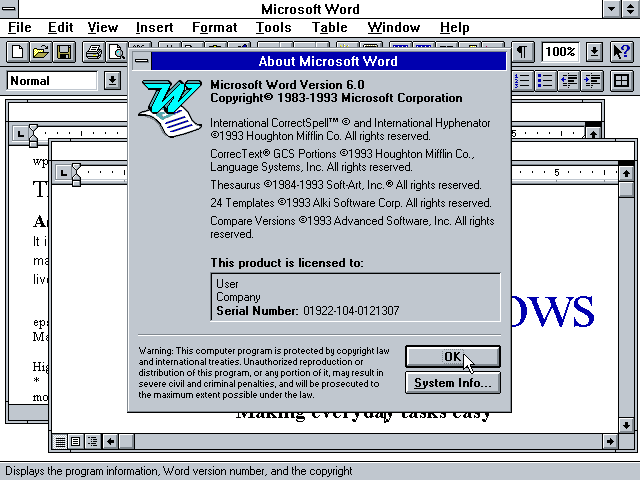 WinWorld: Microsoft Word 6.x