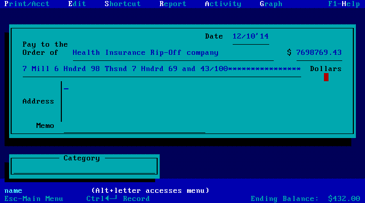 WinWorld: Quicken 8.x (DOS)