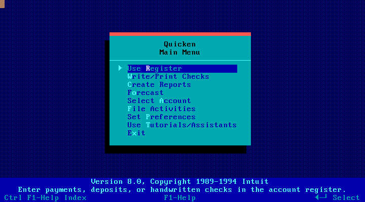 WinWorld: Quicken 8.x (DOS)
