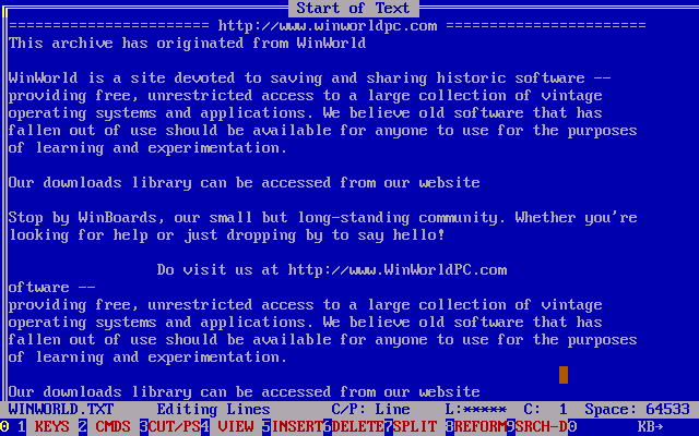 WinWorld: IBM Professional Editor II