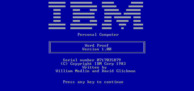 WinWorld: IBM Word Proof 1.00