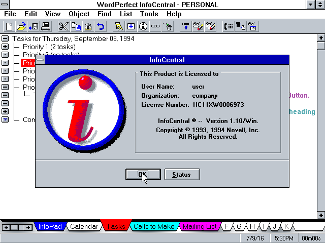 WinWorld: InfoCentral 1.10
