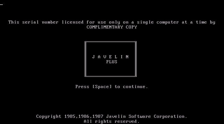 WinWorld: Javelin Plus 1.0