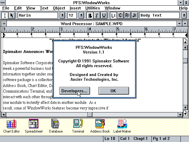 WinWorld: PFS:WindowWorks 1.x