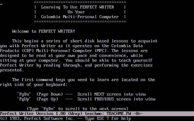 WinWorld: Perfect Writer 1.x