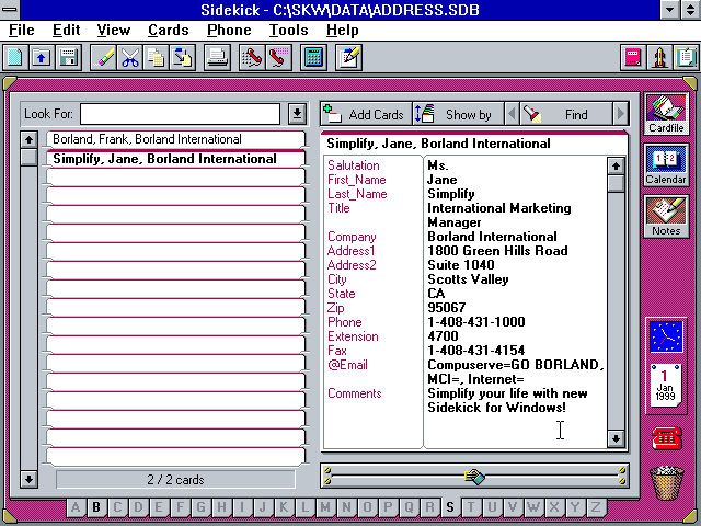 WinWorld: Sidekick 1.0 for Windows