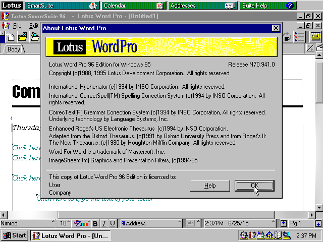 WinWorld: Lotus SmartSuite 96