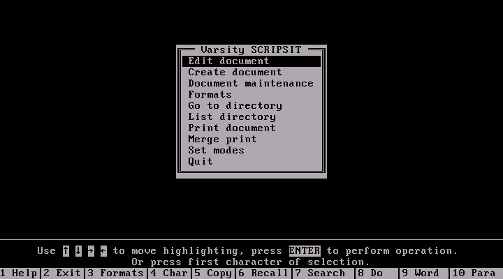 WinWorld: Varsity Scripsit 1.0