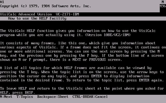 WinWorld: VisiCalc Advanced IBM