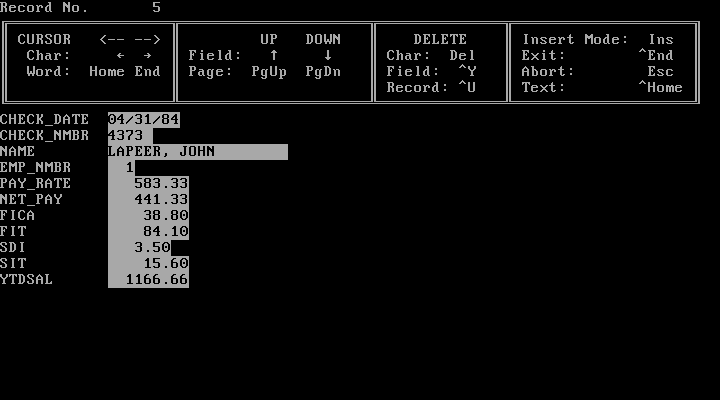 WinWorld: dBASE III v1.0