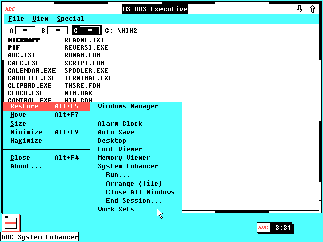 WinWorld: hDC Windows Manager 1.0