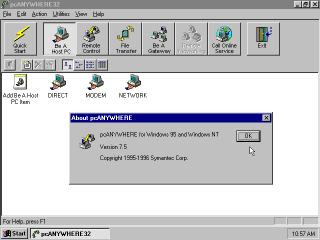 WinWorld: pcANYWHERE 7.5 (Win)
