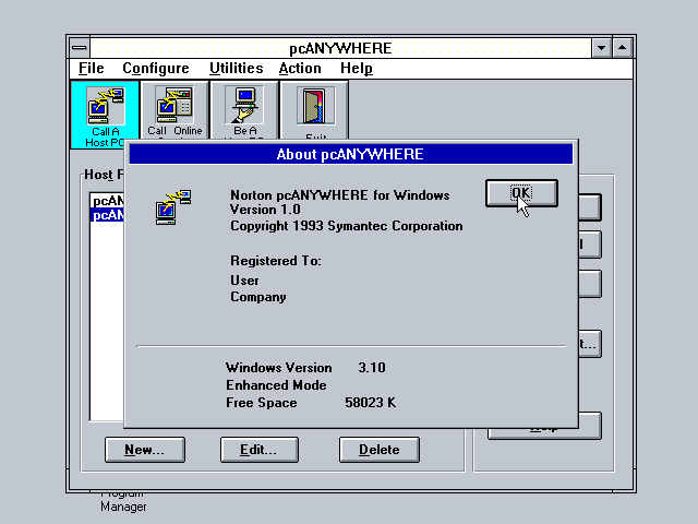 WinWorld: pcANYWHERE 1.0 (Win)