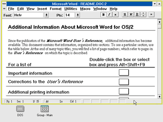 Microsoft Word 1.x (OS/2) - Stats, Downloads and Screenshots :: WinWorld