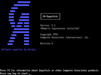 SuperCalc 5.1 - Stats, Downloads and Screenshots :: WinWorld